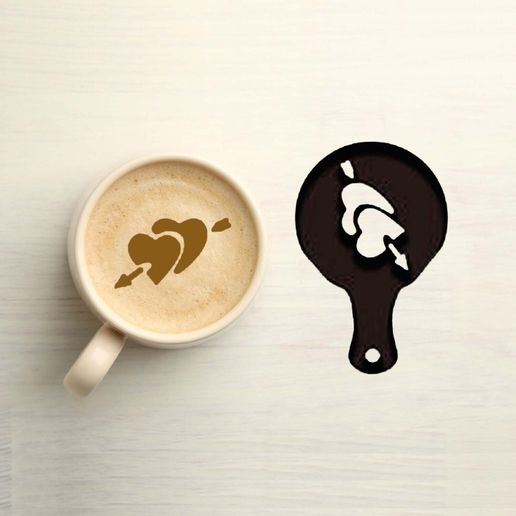 3D file Heart Coffee Stencil 💜 ・3D printable model to download・Cults