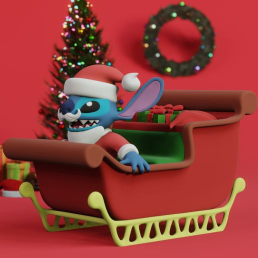 STL file Stitch Sleigh Ride Christmas 🎄 ・3D printing model to download ...