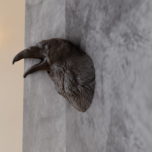 🐦 Raven head crowing wall mount stl・ STL File for 3D printing・Cults