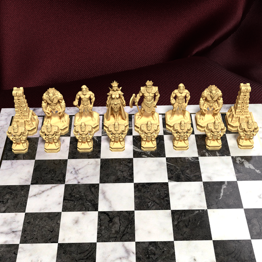 😇 Titans and Gods Chess Pieces – Greek Mythology Barbarian Titans Set ...
