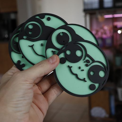 🐸 CUTE FROG COASTERS • 4 VARIATIONS • DRINK ACCESSORY・Free STL File for ...