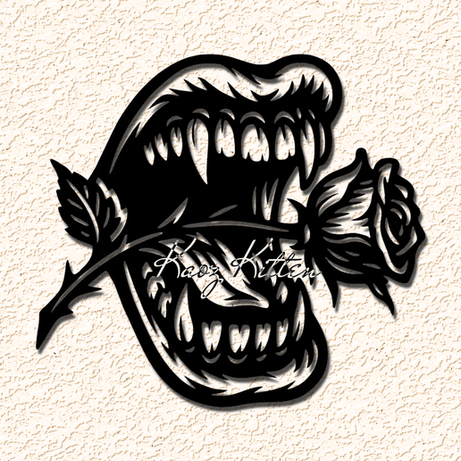 🧛 vampire romance rose fangs wall art home decor・ STL File for 3D ...