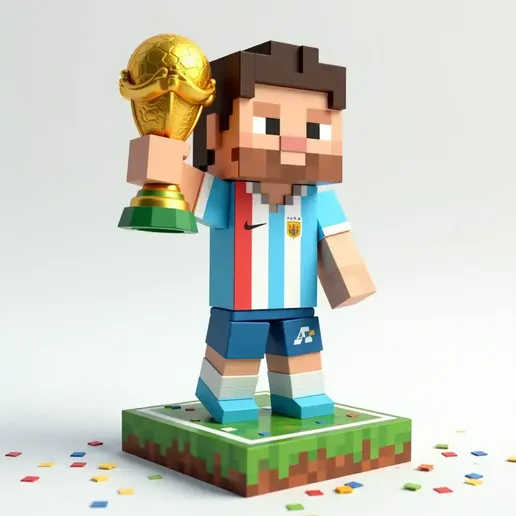 Archivo STL Lionel Messi World Cup Minecraft Trophy Figure 🏆 ・Diseño ...