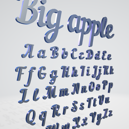 STL file font alphabet Nautilus regular hand write cursive cap min ...