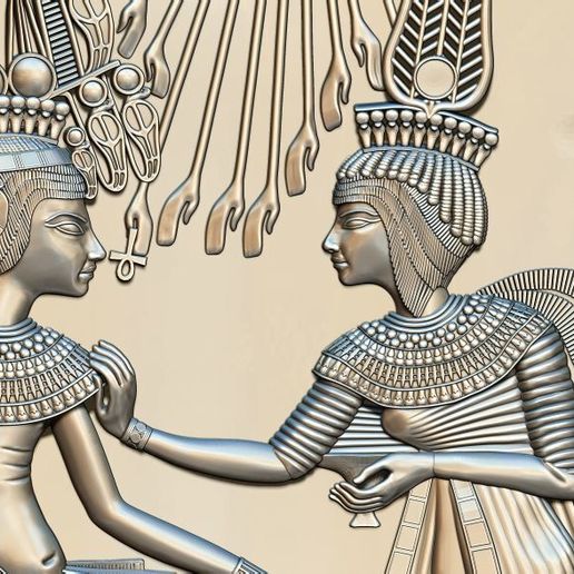 🇪🇬 tutankhamun and Wife Ankhesenamun Relief 3d printable model cnc・ 3D ...
