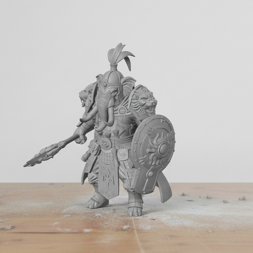 🛡️ Loxodon Warrior - Chinese Inspired Spear & Shield・ STL File for 3D ...