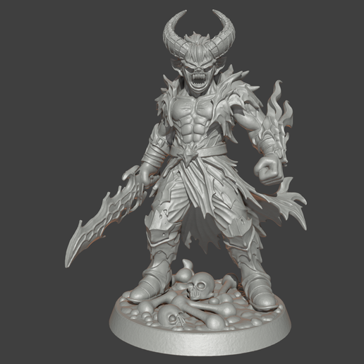 📁 Demonic Warrior 3D Model Solid STL File Fantasy Demon Statue Ready ...