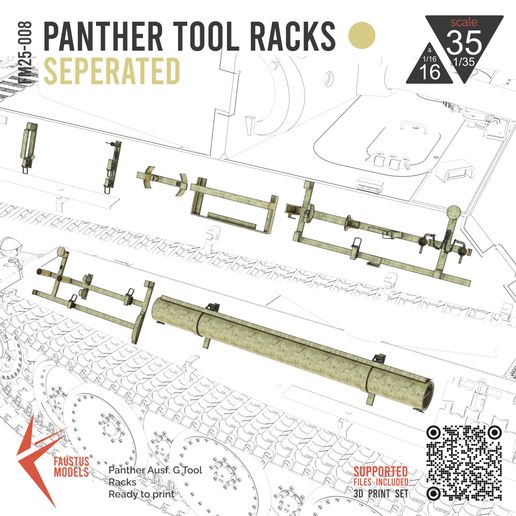 🪖 Panther Ausf.G Tool Racks Seperated FM25-008・ 3D File for 3D printing ...
