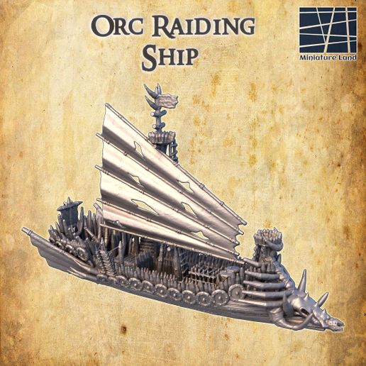 STL file Orc Raiding Ship 28 mm Tabletop Terrain 🚢 ・3D printing design ...