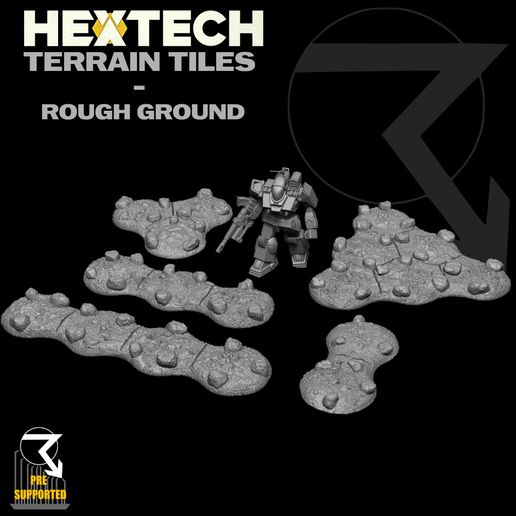 🎲 HEXTECH - Rough Ground Tiles・ 3D File for 3D printing・Cults