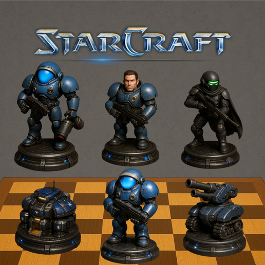 ♟️ StarCraft Terran Chess・ STL File for 3D printing・Cults