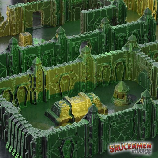 🪦 Tomb Assault: Modular Walls – Base Set・ STL File for ・Cults