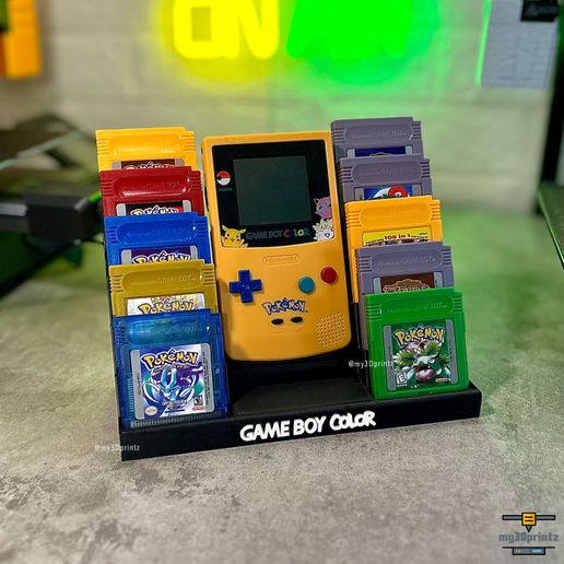 🎨 GAMEBOY COLOR STAND WITH 10X GAME CARTRIDGES HOLDER・ 3D File for 3D ...