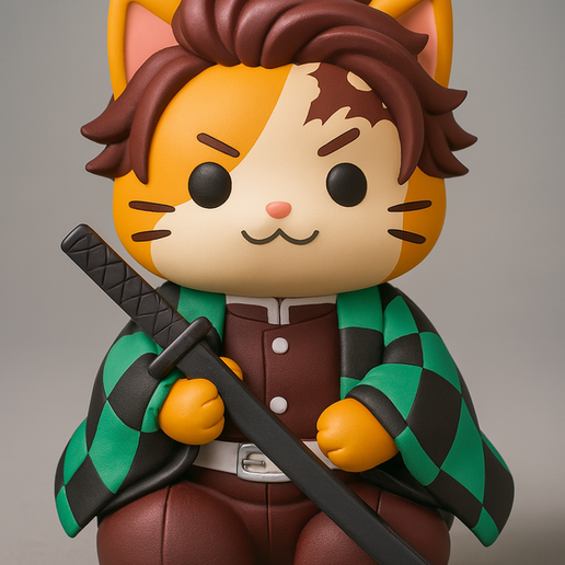 🐱 Tanjiro Cat Slayer – Anime-Inspired STL Kimetsu no Yaiba・Archivo STL ...