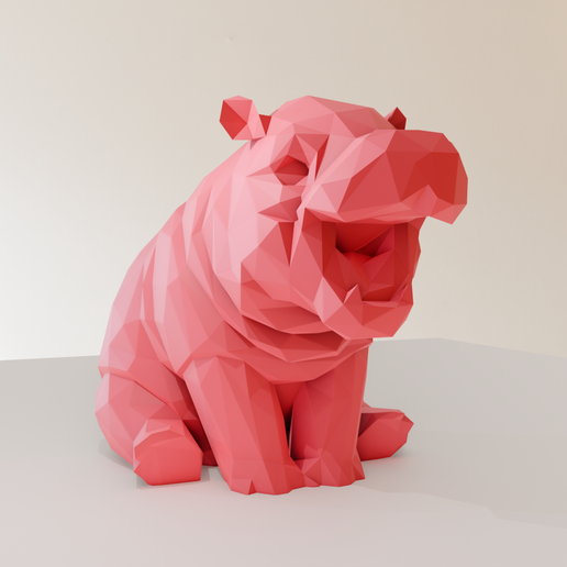 STL file baby hippo calf sitting low poly mouth open stl 👶 ・3D ...