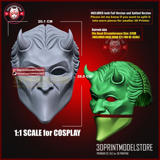 👻 Ghost Male Nameless Horned Ghoul Mask - Halloween Cosplay Helmet・ 3D ...