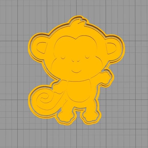 🐒 Monkey Cutter - Monkey Cookie Cutter・ STL File for ・Cults