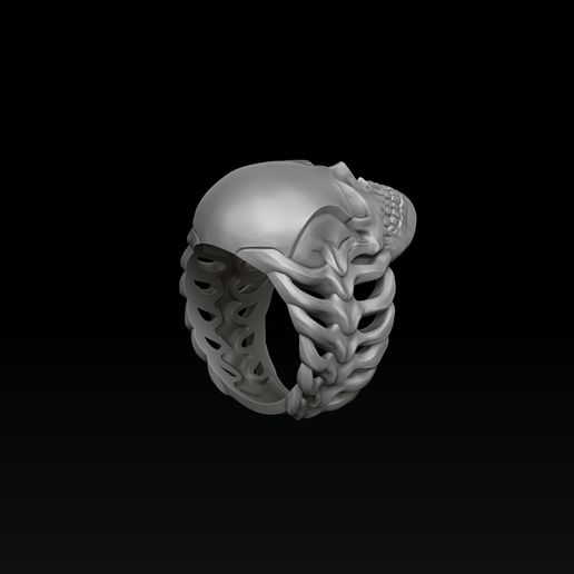 3D file Skull Skeleton Ring Version 2 3D print model 💀 ・Design to ...