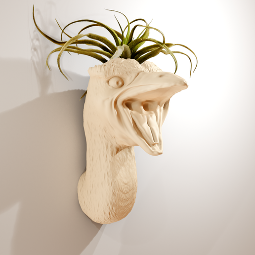 🪴 emu head screaming wall mount planter pot flower vase stl・ STL File ...