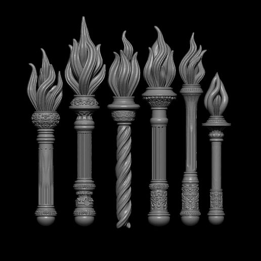 🔥 Fantasy Torch Bits 2 Set for Wargaming Miniatures・ 3D File for 3D ...