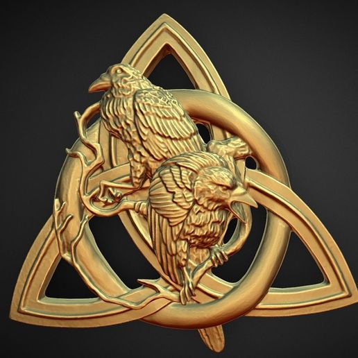 🐦 Norse Rune raven carving decoration・ STL File for 3D printing・Cults
