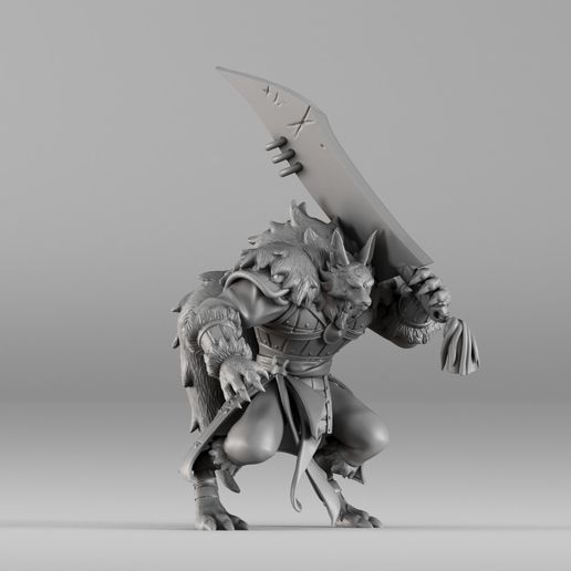 🐺 S00031 Werewolf Champion with Sword 3dp・ 3D File for 3D printing・Cults