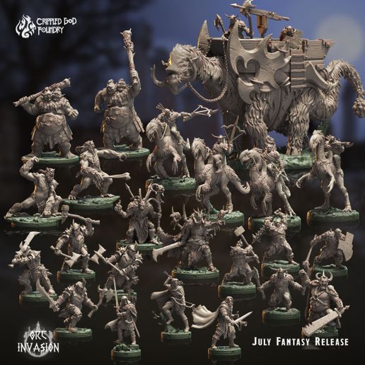 🎲 Orc Invasion ~ July '24 Fantasy Bundle・ 3D File for 3D printing・Cults