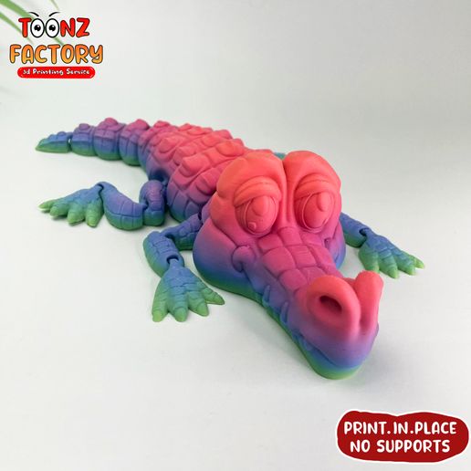 🐊 CUTE FLEXI CROCODILE ARTICULATED・ STL File for 3D printing・Cults