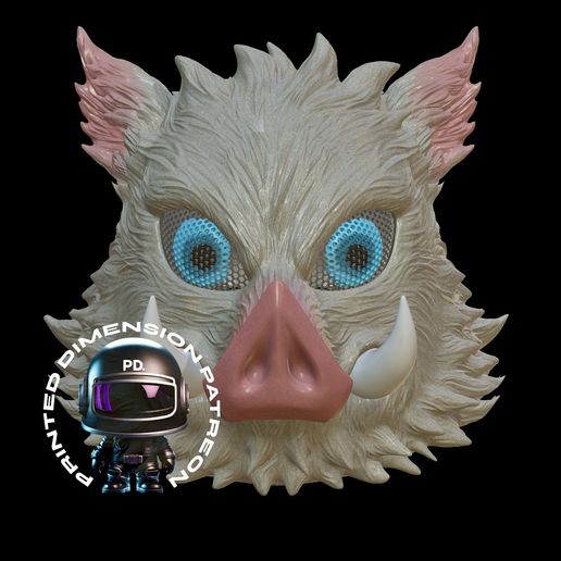 🌙 Inosuke Máscara/Casco y Katanas - Demon Slayer・Archivo 3D para ...
