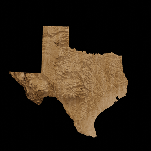 🗺️ Topographic Map of Texas – 3D Terrain・ 3D File for 3D printing・Cults