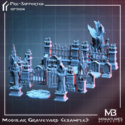 🐉 Modular Graveyard・ 3D File for ・Cults