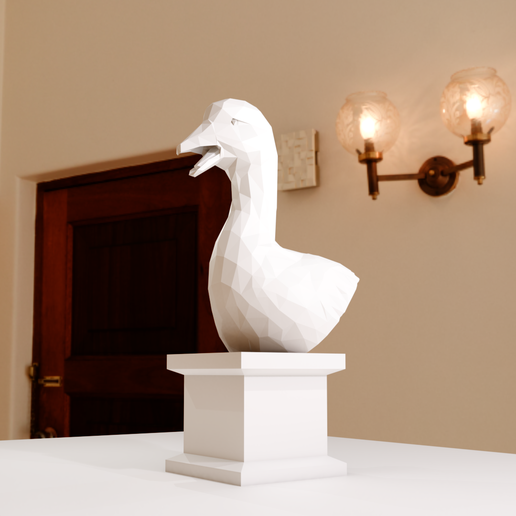 👤 goose head bust low poly mouth open stl・ STL File for 3D printing・Cults