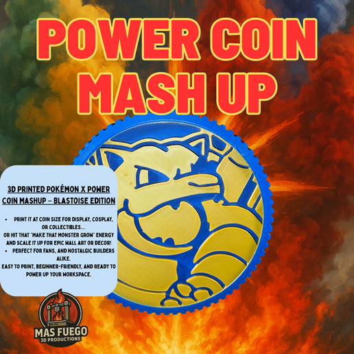 🪙 Blastoise Power Coin・Free STL File for 3D printing・Cults