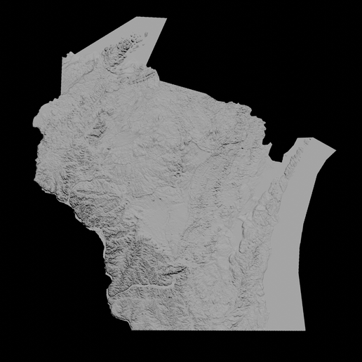 🗺️ Topographic Map of Wisconsin – 3D Terrain・ 3D File for 3D printing・Cults