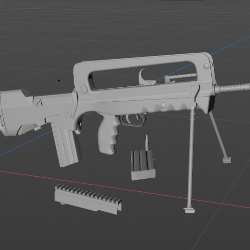 OBJ file French FAMAS F1 rifle digital model material 🦸 ・3D printing ...
