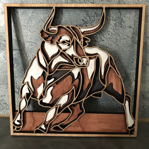 DXF file Multilayer bull SVG / laser cut / 3D layer / plywood cut ...
