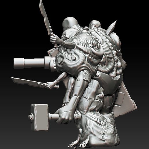 🛡️ Flesh Construct with a Big Trench Shield・ STL File for 3D printing・Cults