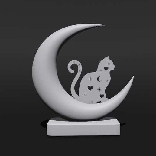 🐱 Celestial cat, Mystical cat on the moon, Crescent Moon Cat sculpture ...