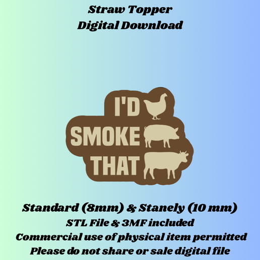 🚬 I'd smoke that 8 mm & 10 mm Straw Topper・ STL File for 3D printing・Cults