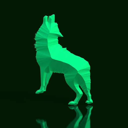🐺 Howling Wolf IV - Low Poly・ STL File for ・Cults
