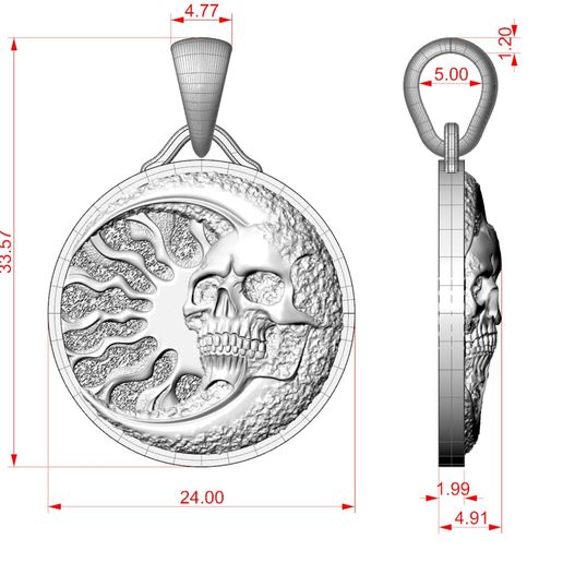 STL file Skull moon sun pendant 💀 ・3D printer design to download・Cults