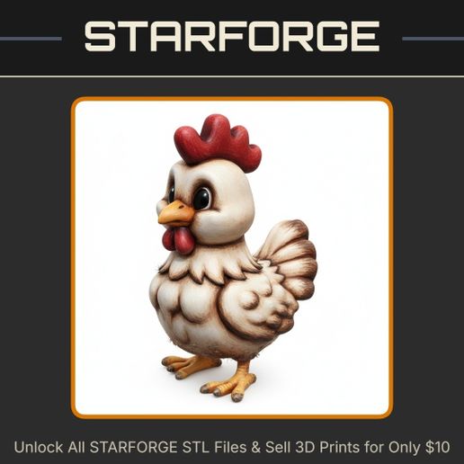 🐔 Cute Cartoon Chicken Figurine with Big Beak and Plump Body StarForge ...