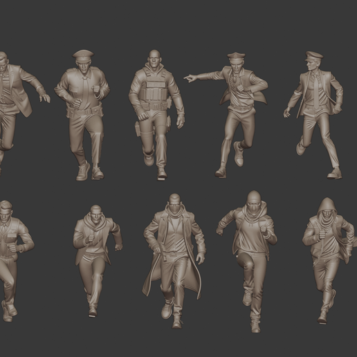 🚓 Police cop and thief Action figure Diorma・ STL File for 3D printing・Cults