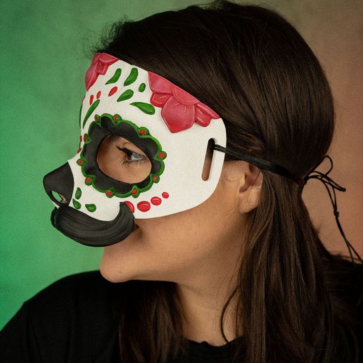 🧔 Mustache Calavera Mask・ 3D File for 3D printing・Cults