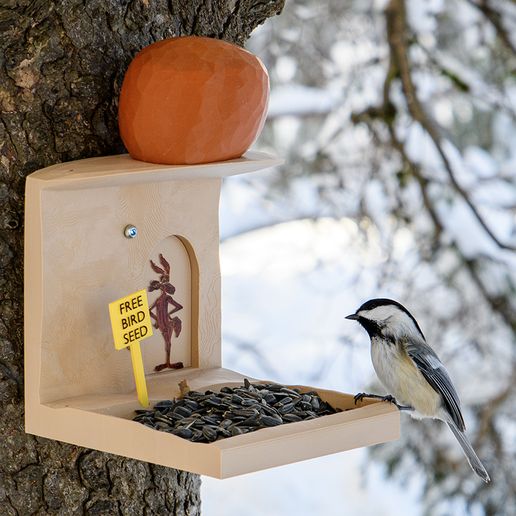 🆓 "Free Bird Seed" Coyote Roadrunner Themed Bird Feeder・ STL File for ...