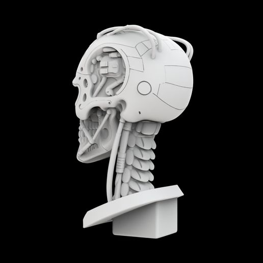 💀 T-800 Terminator 2 Inspired Cyborg Skull Futuristic 3D Printable ...