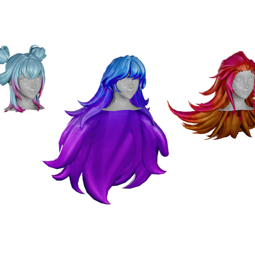 ♀️ 20 STYLIZED FEMALE HAIR MODELS PACK 8 - LOW POLY・ 3D File for ・Cults