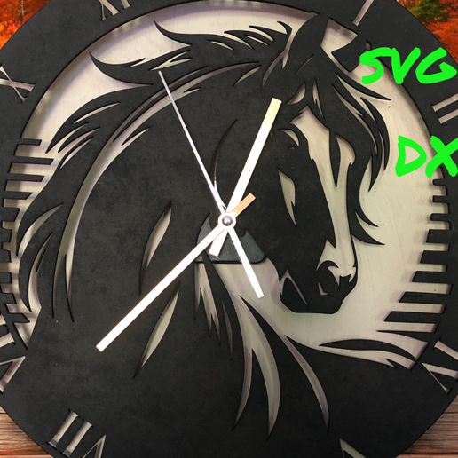 Fichier DXF Horloge cheval découpe laser 🕰️ (SVG)・Plan imprimable en 3D ...