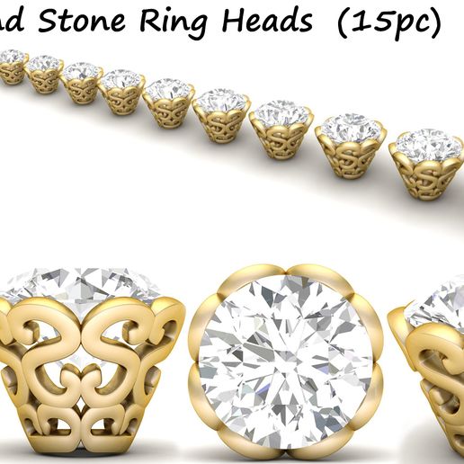 Archivo STL Ring Heads Type 14 -15pc 💍 (OBJ)・Objeto imprimible en 3D ...