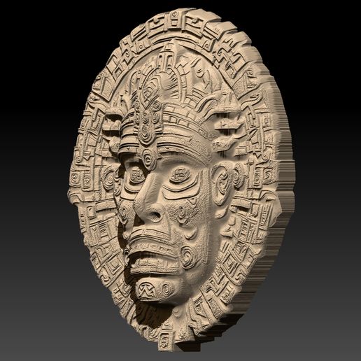 🗿 Ancient Aztec Stone Face・ STL File for 3D printing and CNC machining ...